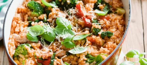 Oven baked chicken & broccoli risotto recipe | Mutti